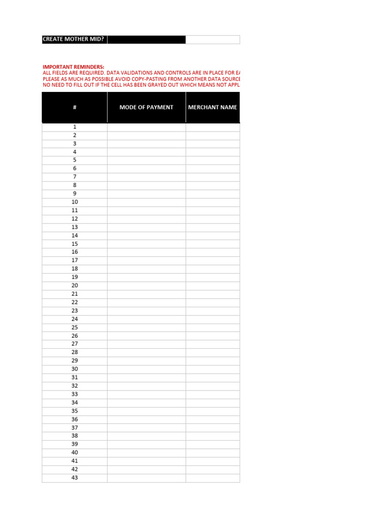 Merchant Information Template | PDF