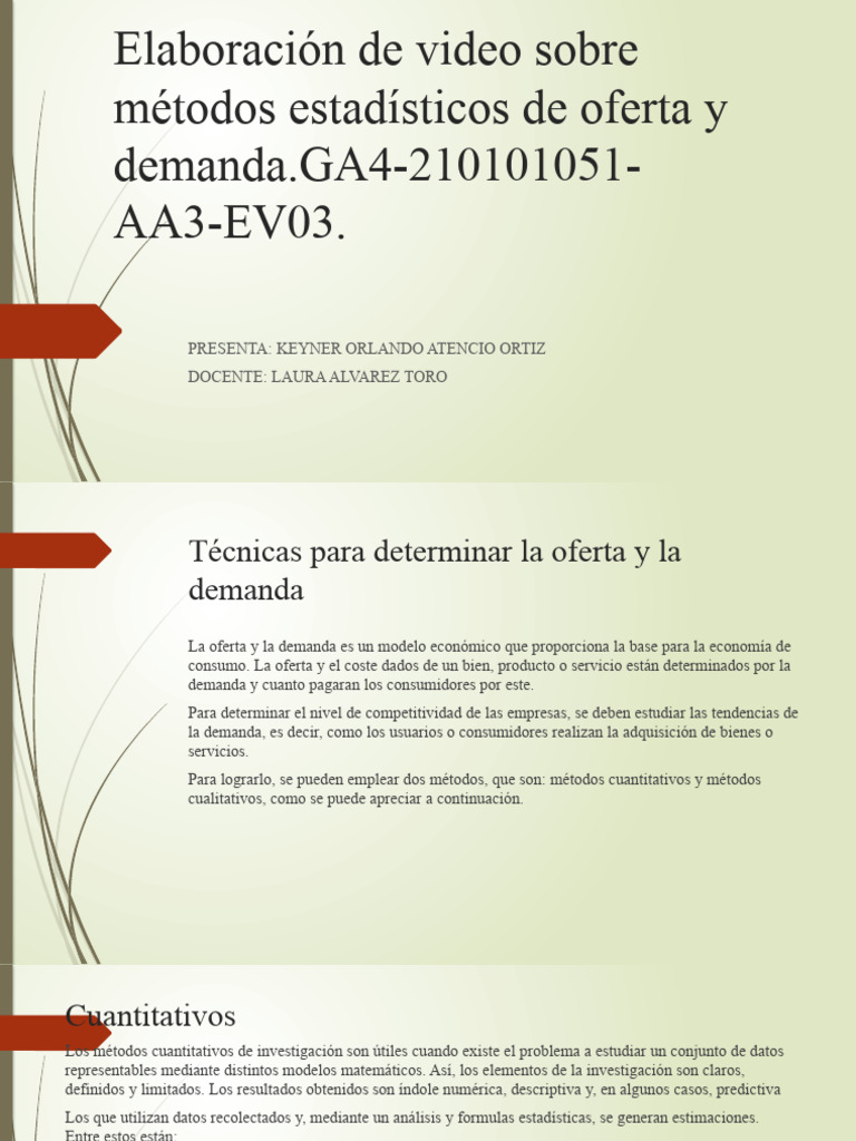 Elaboración de Video Sobre Métodos Estadísticos de Oferta de Keyner | PDF | Investigación de ...