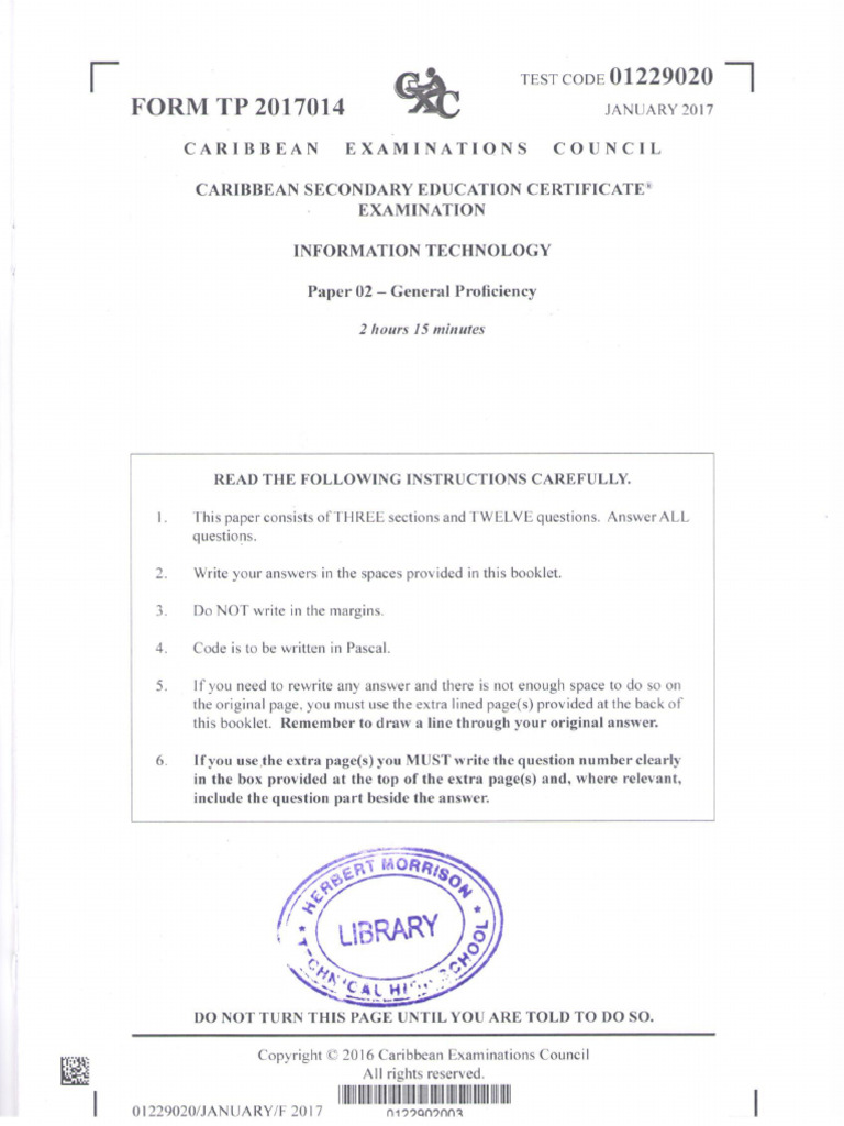 Csec - 2017 - Jan - P2 | PDF