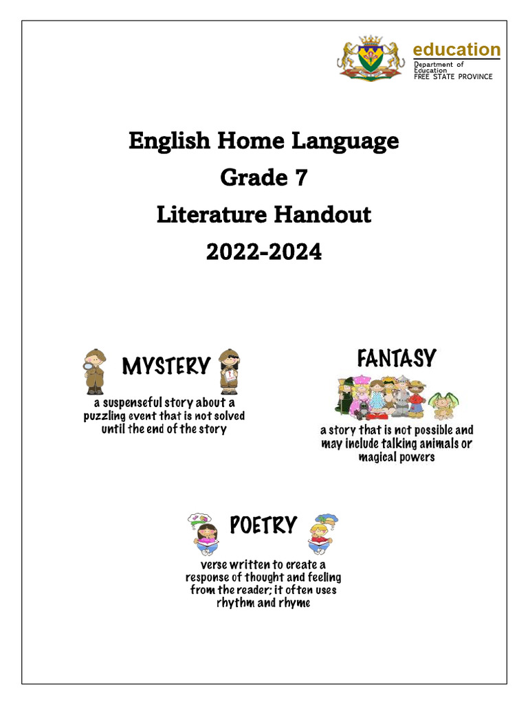 Grade 7 Literature Study Guide | PDF | Poetry | Narration