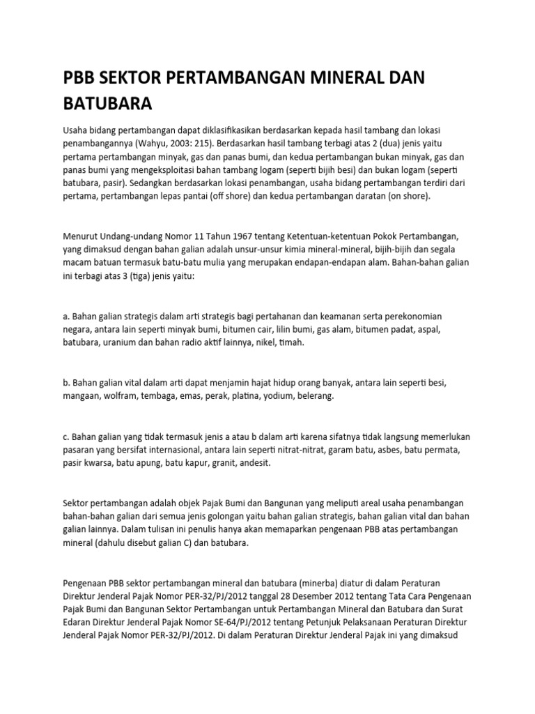 PBB Sektor Pertambangan Mineral Dan Batubara | PDF