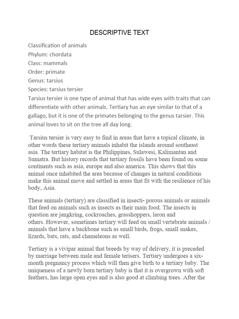 DESCRIPTIVE TEXT | PDF | Storytelling | Zoology