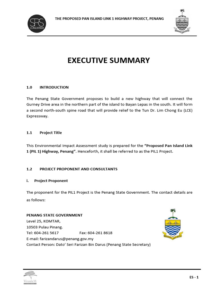 Executive Summary | PDF | Traffic | Environmental Impact Assessment