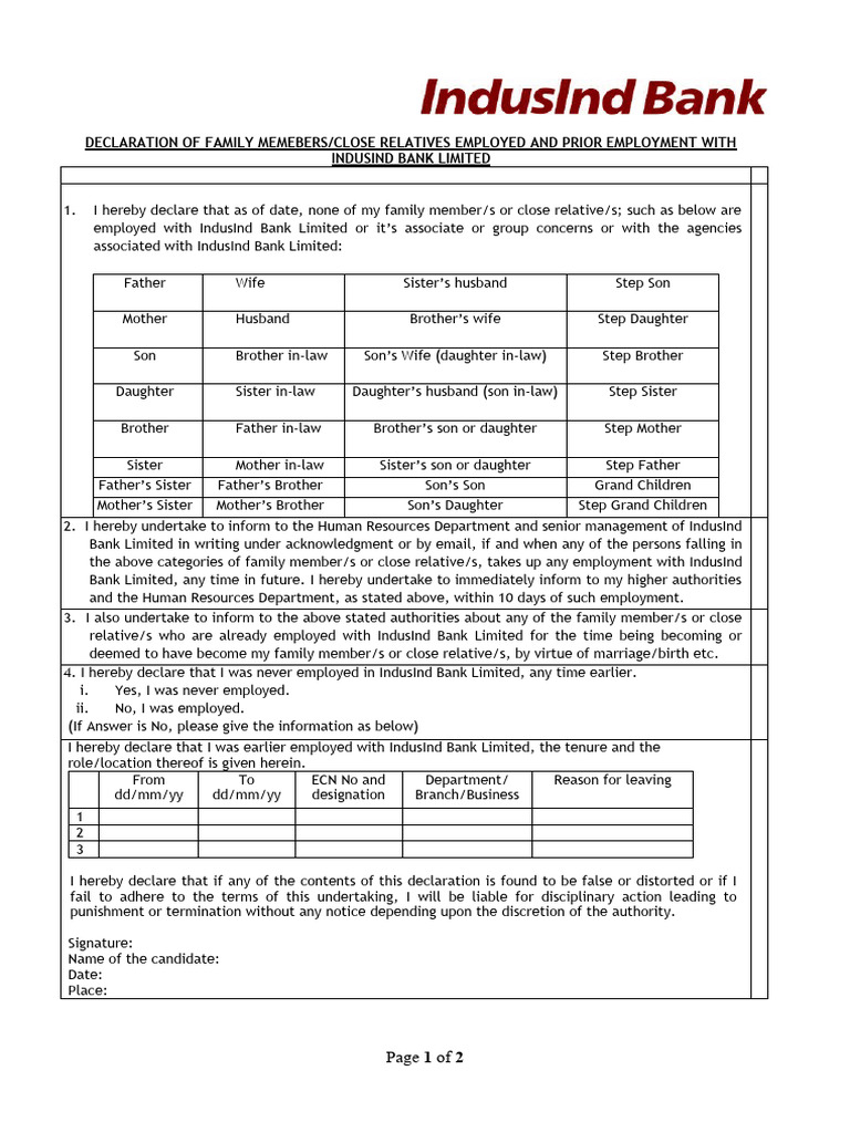 Employee Family Disclosure Form | PDF | Justice | Crime & Violence
