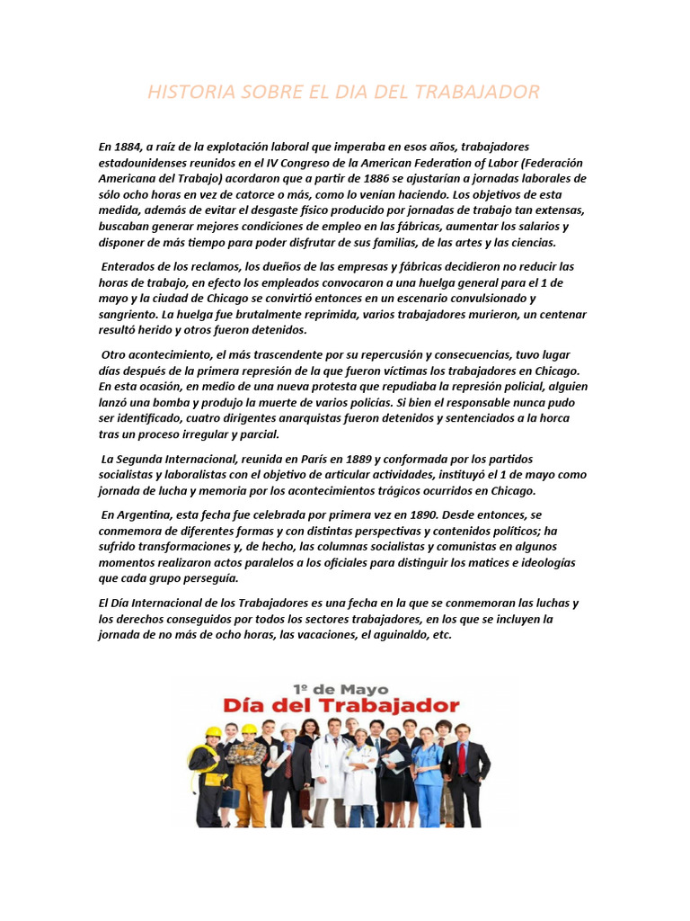 Historia del Día del Trabajador | PDF