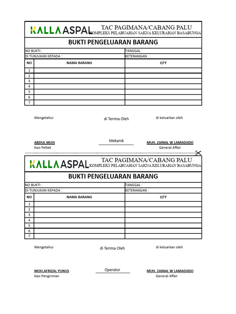 Form Pengeluaran Barang | PDF