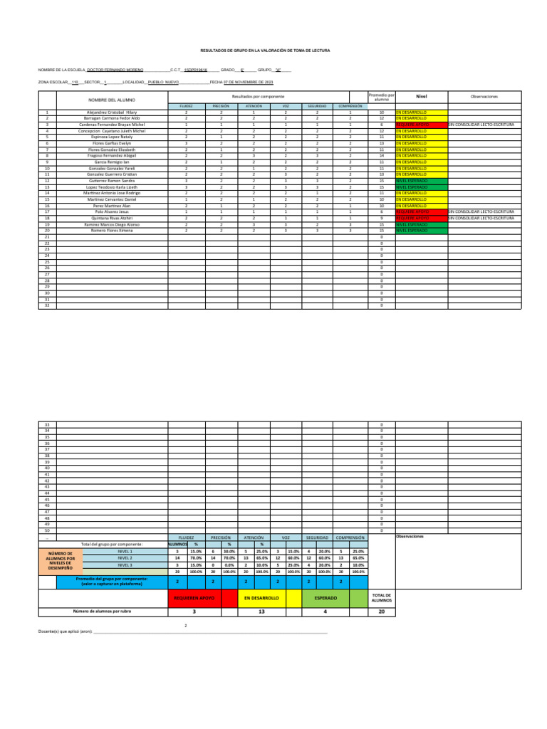 DHBA PRIMER MOMENTO 6°A Excel | PDF