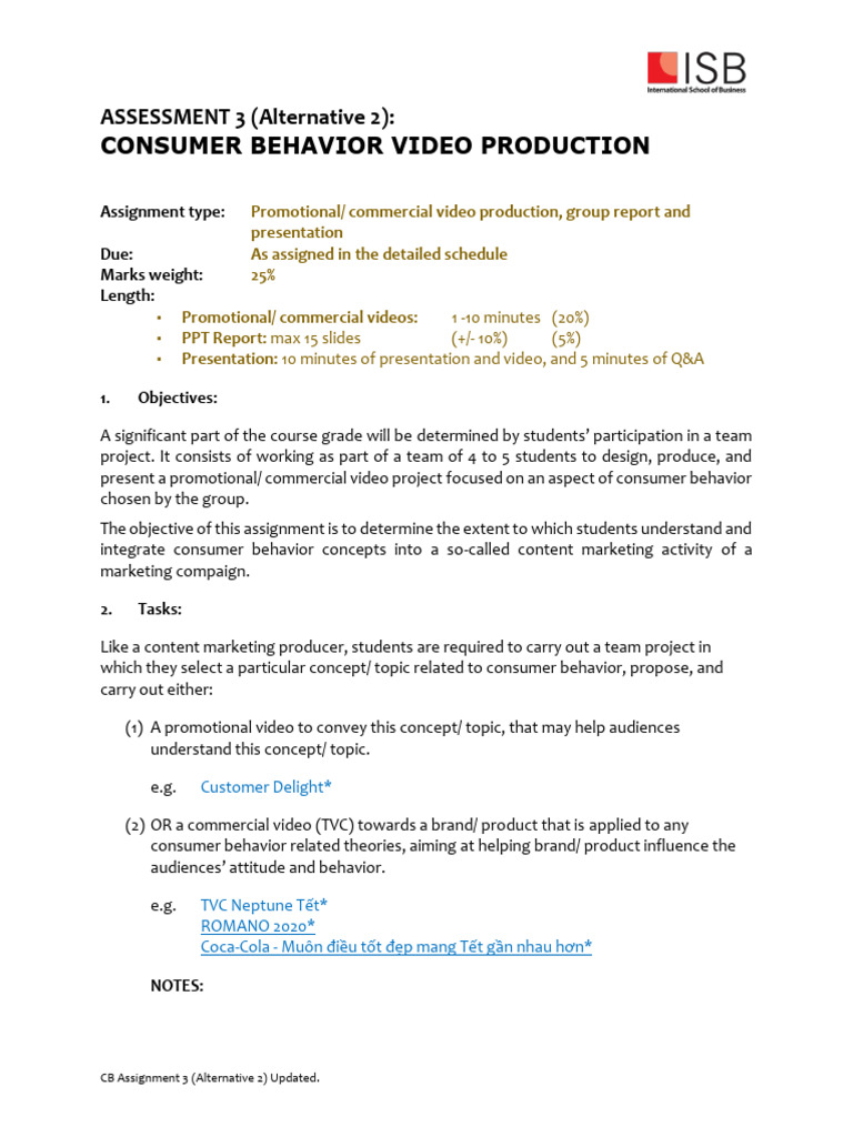 ASSESSMENT 3 (Instructions) 2023-2024 3 (Alternative 2) | PDF | Behavior | Consumer Behaviour