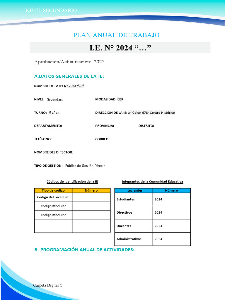 Pat - 2024 - Secundaria | PDF | Evaluación | Maestros