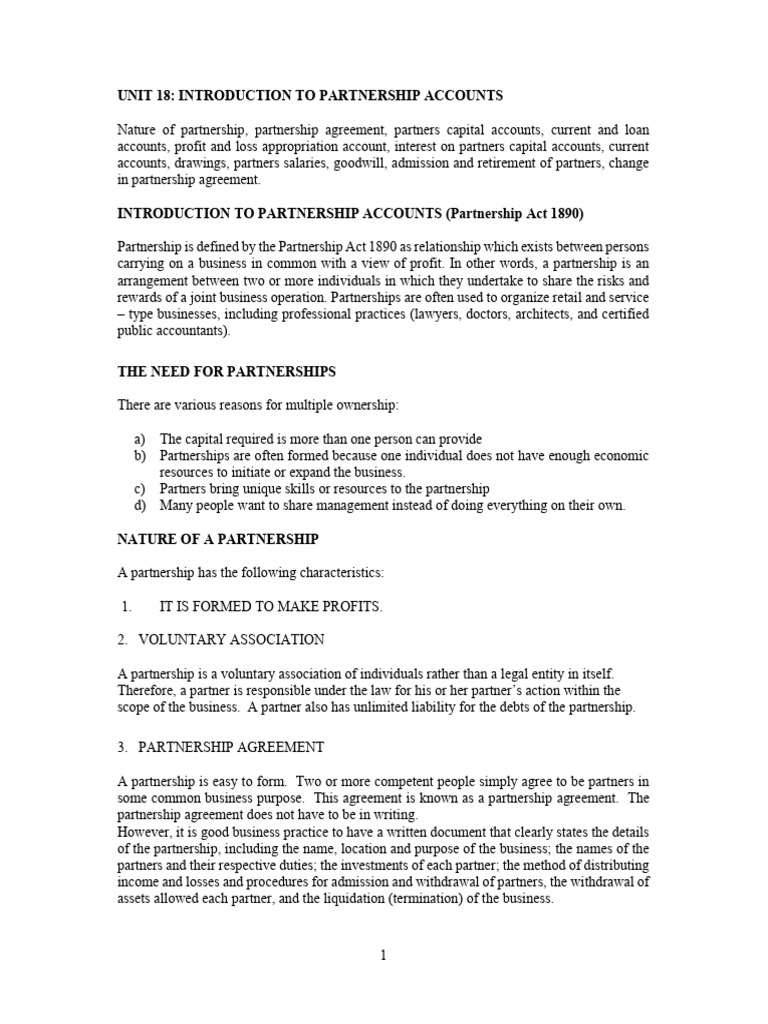 Introduction To Partnership Accounts | PDF | Partnership | Goodwill ...