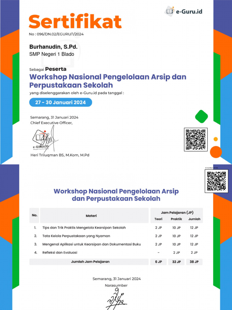 Sertifikat - Burhanudin S.Pd.. | PDF