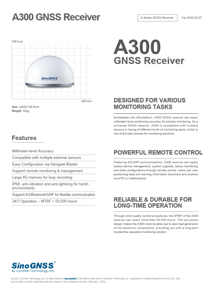 SinoGNSS A300 GNSS Receiver | PDF | Embedded System | Telecommunications