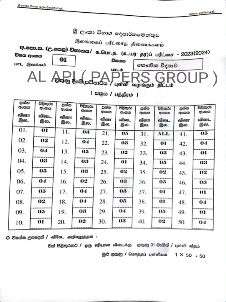 AL Physics Marking Scheme Sinhala Medium | PDF | Computers