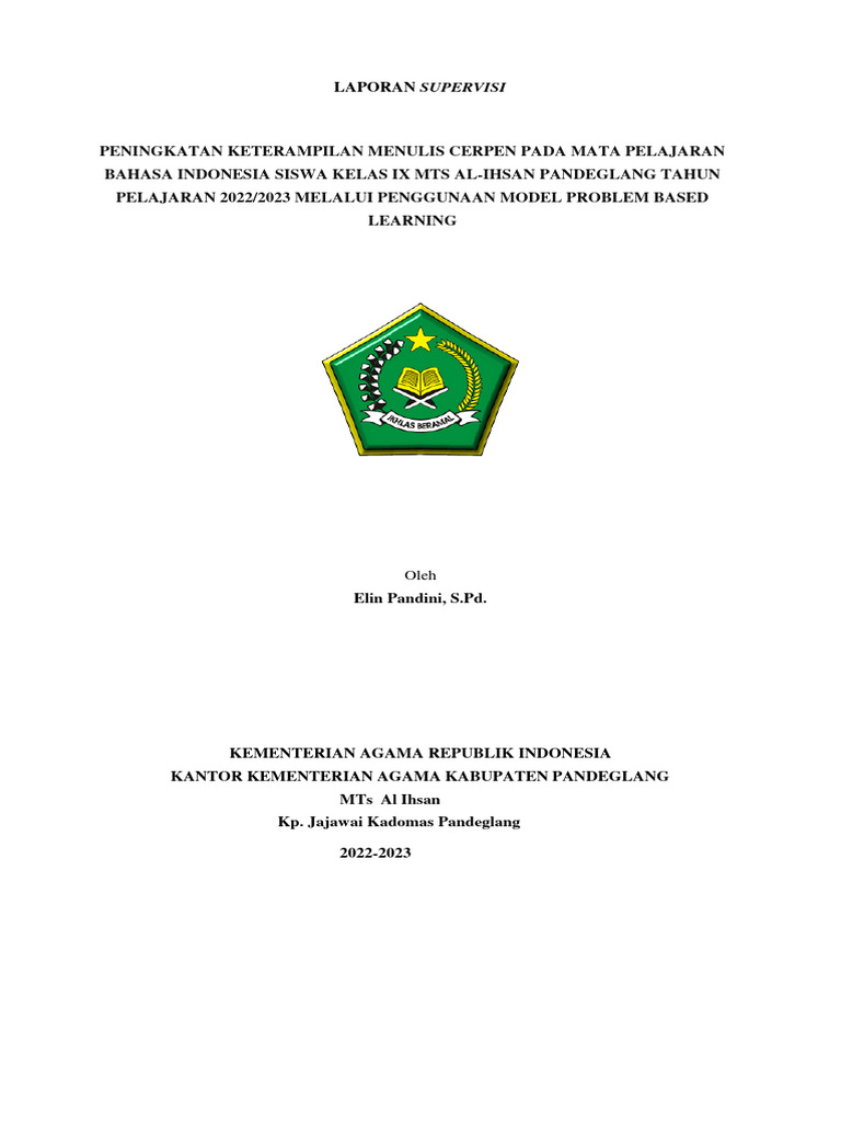 Laporan Supervisi Pembelajaran Cerpen | PDF