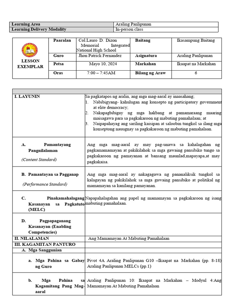 LP - Fernandez, Jhon Patrick - Social Studies 3-A | PDF