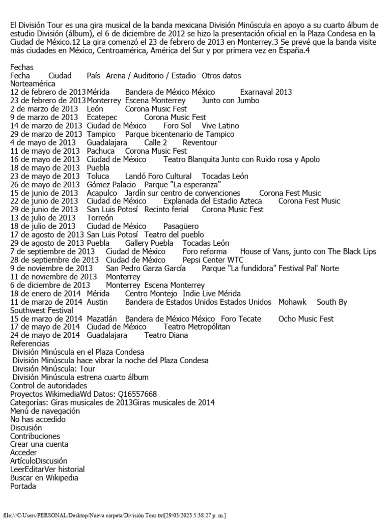 División Tour | PDF | México