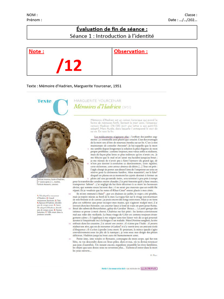 ÉVALUATION - Fin de Séance 1: Séquence 5 - 2nd | PDF