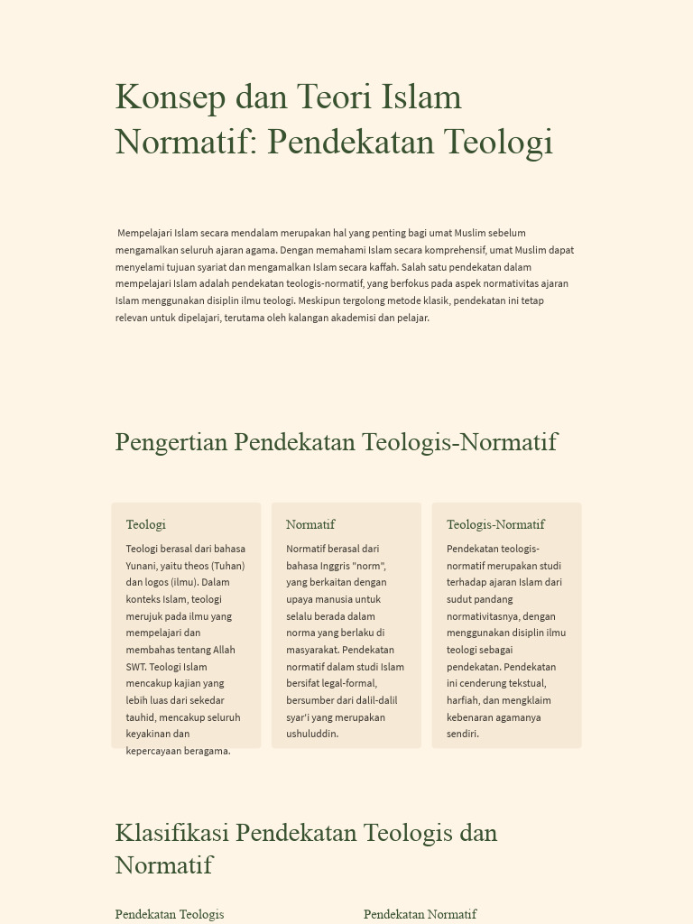 Konsep Dan Teori Islam Normatif Pendekatan Teologi | PDF