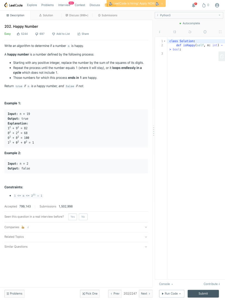 Happy Number - LeetCode | PDF