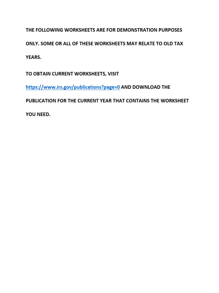 IRS Credit Computation Worksheets PDF | PDF | Irs Tax Forms | Earned ...
