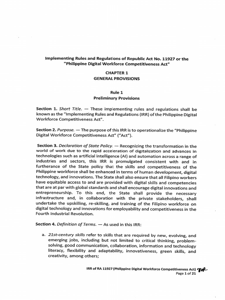 Implementing Rules and Regulations (IRR) of Republic Act No. 11927 (RA ...