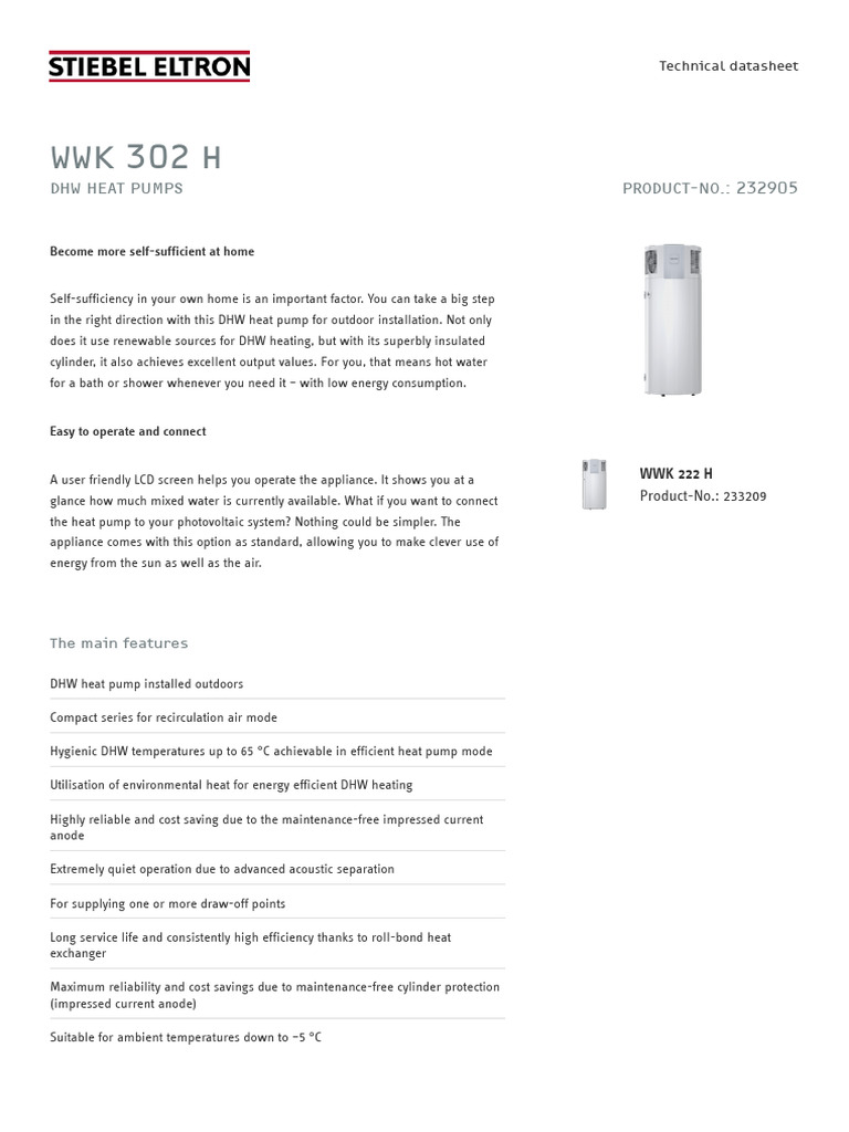 Technical-Data Product | PDF | Heat Pump | Efficient Energy Use