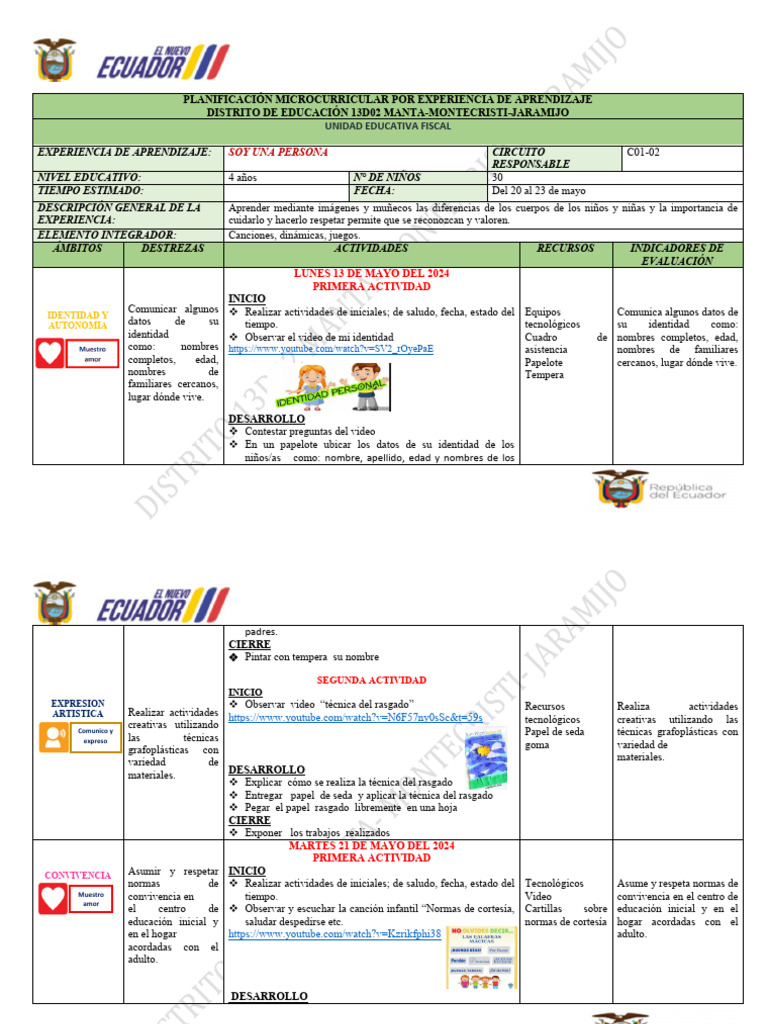 Soy Una Persona SEMANA3 4 AÑOS | PDF | Higiene | Aprendizaje