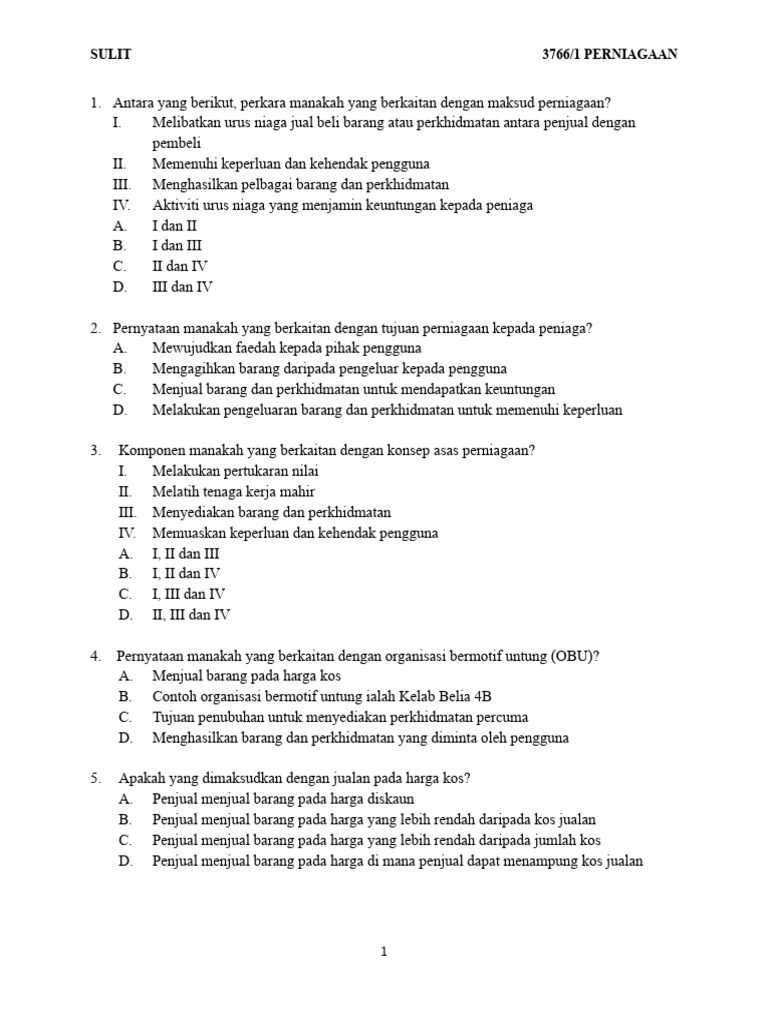 Kertas Soalan (K1) | PDF