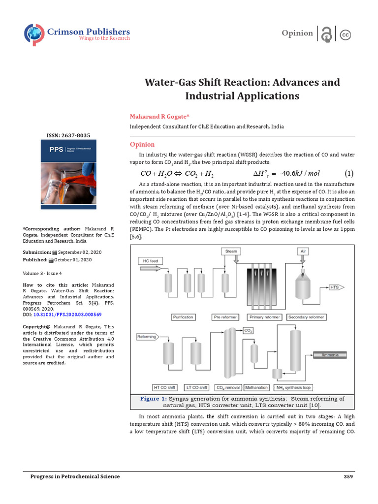 Water-Gas Shift Reaction Advances and Industrial A | PDF | Secondary ...