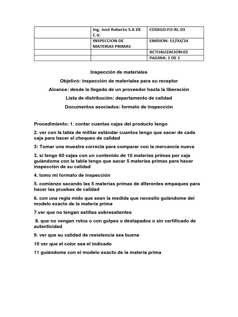 Inspección de Materiales | PDF