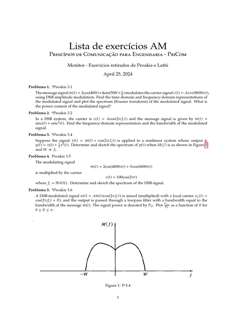 Lista de Exercícios AM Pricom | PDF | Radio | Electromagnetic Radiation