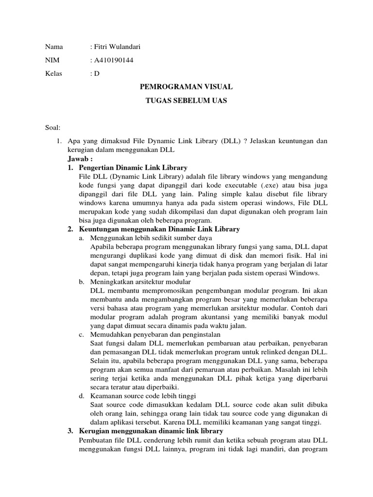 Tugas Sebelum Uas - Pemrograman Visual | PDF