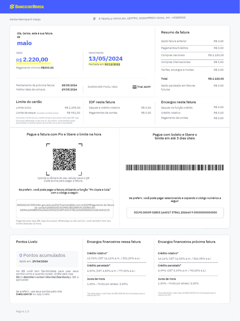 Comprovante 23-05-2024 PDF | PDF | Crédito rotativo | Juros Comprovante 23-05-2024 PDF | PDF | Crédito rotativo | Juros