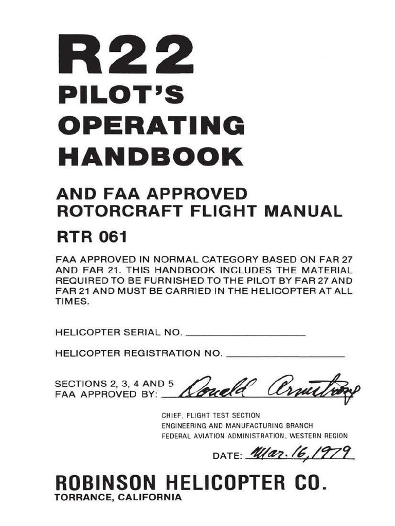 Poh R22 | PDF | Aerospace | Aviation
