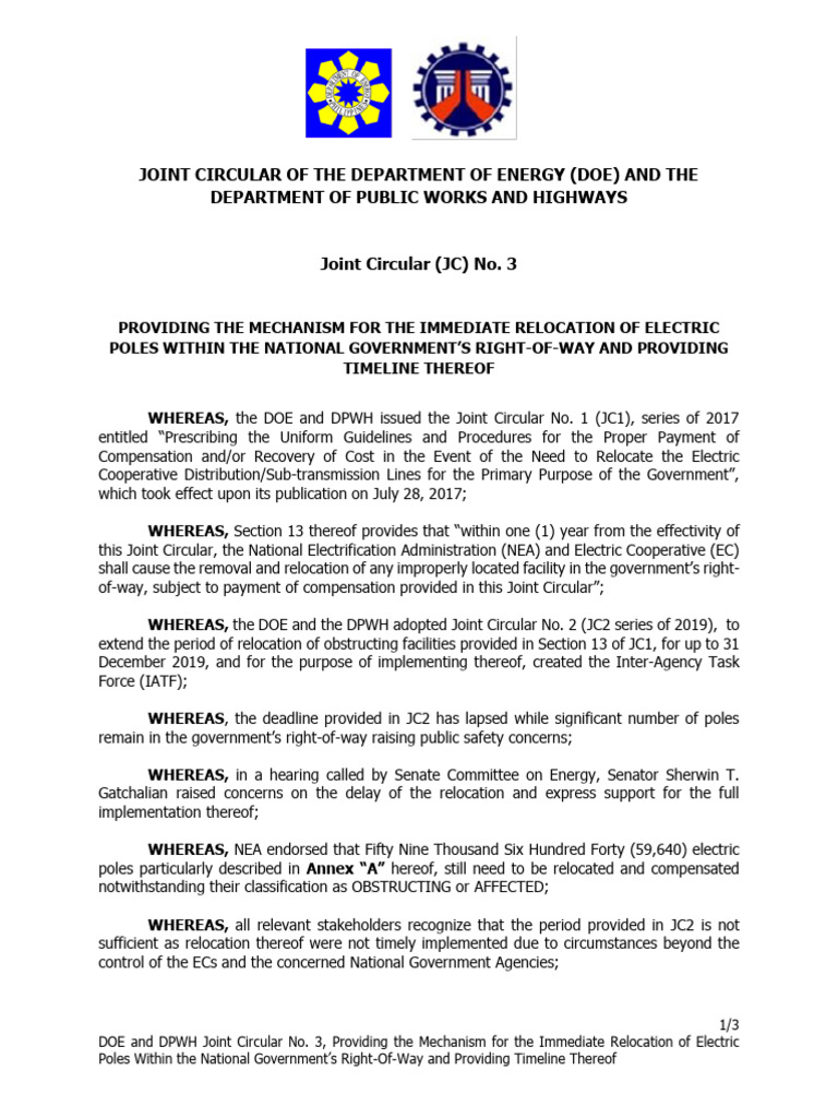 Doe DPWH Joint Circular No 3 | PDF | Justice | Crime & Violence