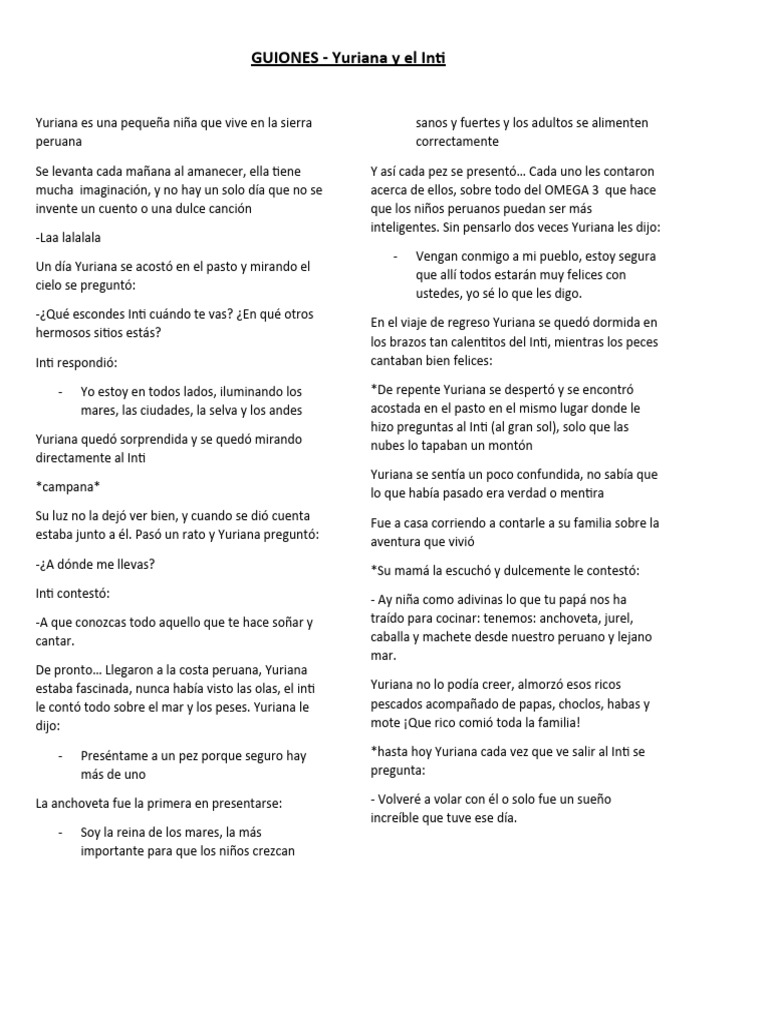 Yuriana y el Inti: Aventura en el Mar | PDF