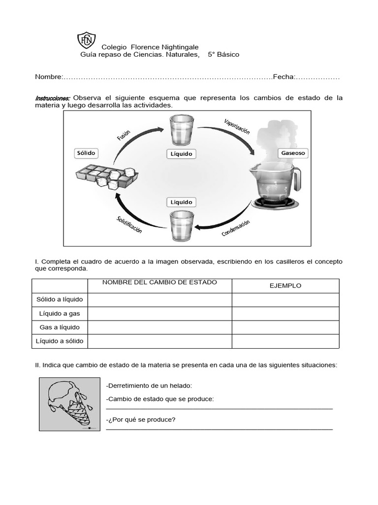 5º Básico Guía Estados de La Materia | PDF | Finanzas y dinero | Tecnología