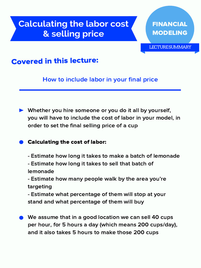 4.1 CHEAT SHEET - Calculating Labor Cost and Selling Price PDF | PDF