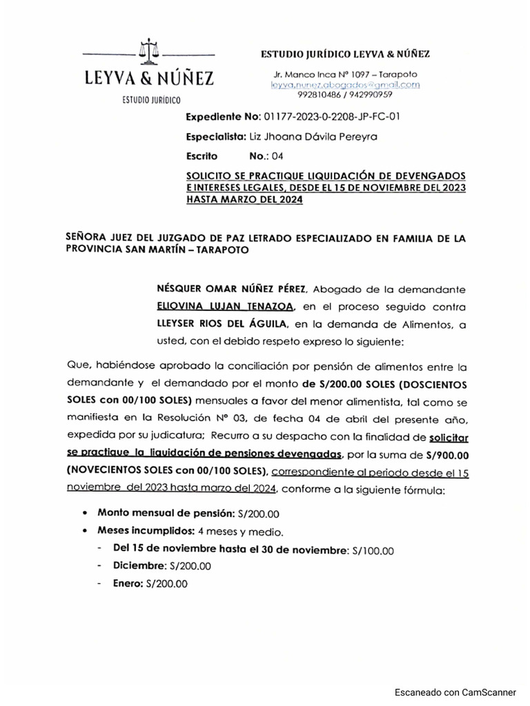 Solicito Se Practique Liquidación de Devengados - Exp. 1177-2023 | PDF