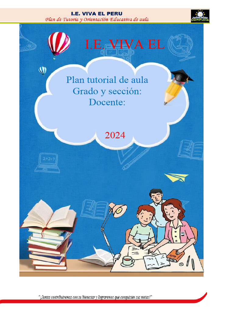 Formato de Plan Tutorial de Aula 2024 Ie VP CTGCDCX | PDF | Las ...