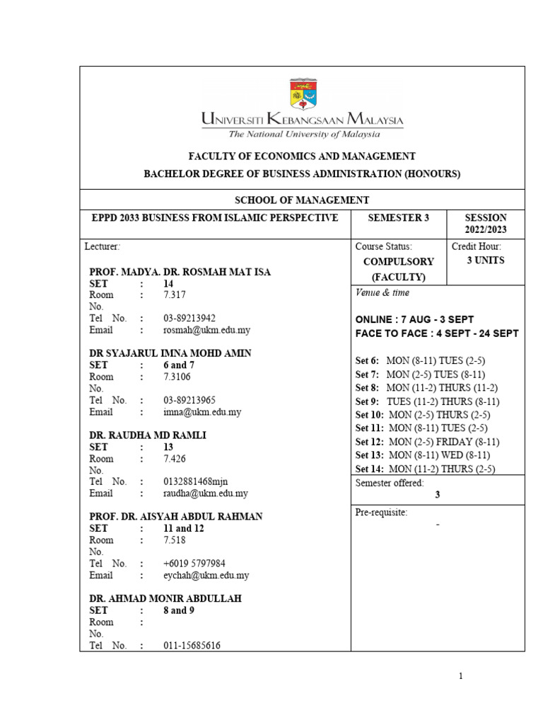Proforma Eppd2033 - S3-2022 - 2023 English | PDF | Islamic Banking And ...