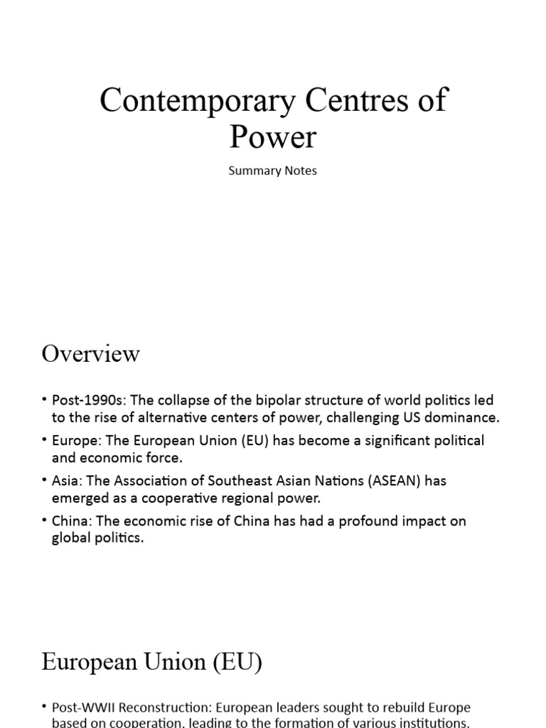 Rise of Contemporary Power Centers | PDF | European Union | China