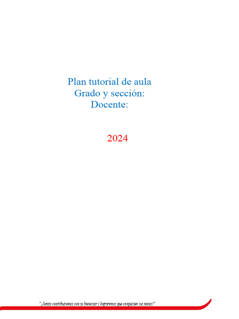 Plan Tutorial de Aula 2024 para Secundaria | PDF | Las emociones | Salón de clases