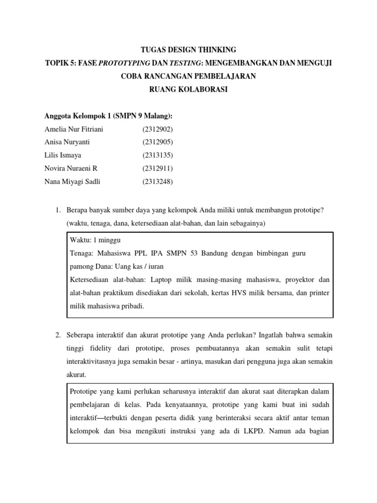 Prototyping dan Testing Rancangan Pembelajaran | PDF | Karier ...