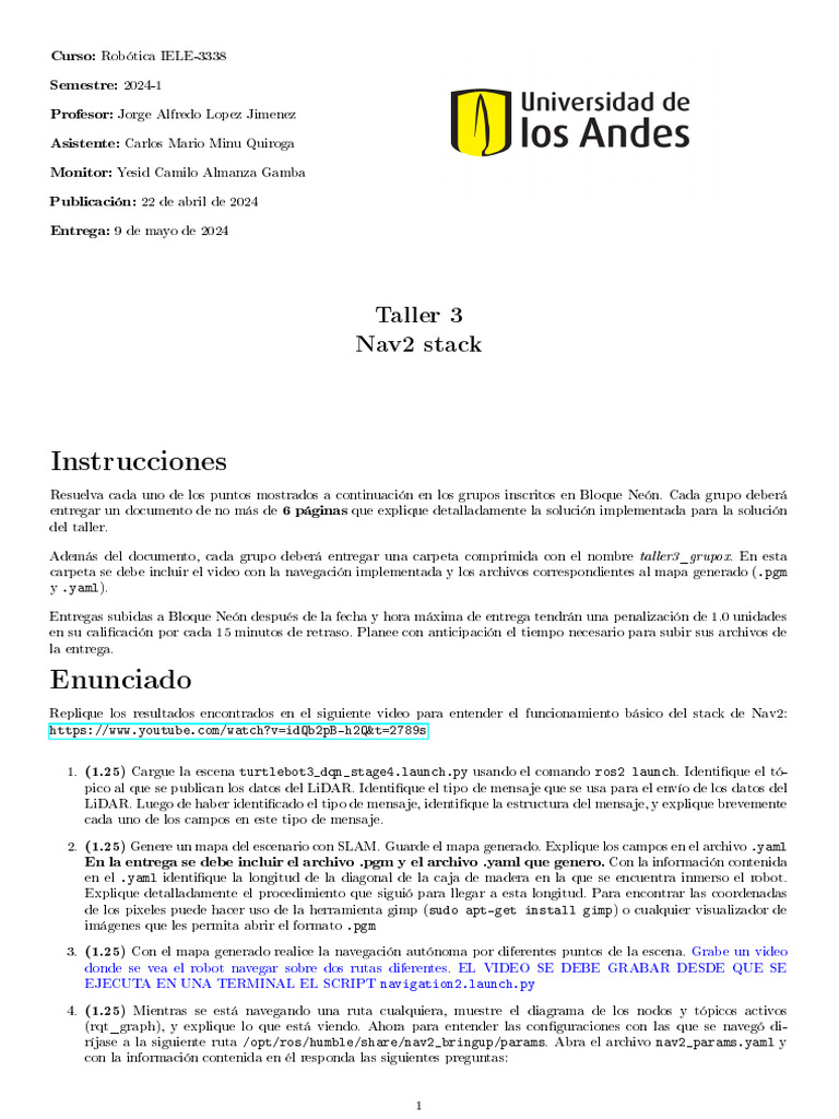 Taller Nav2: Mapas y Navegación Autónoma | PDF | Ciencias de la Computación | Informática