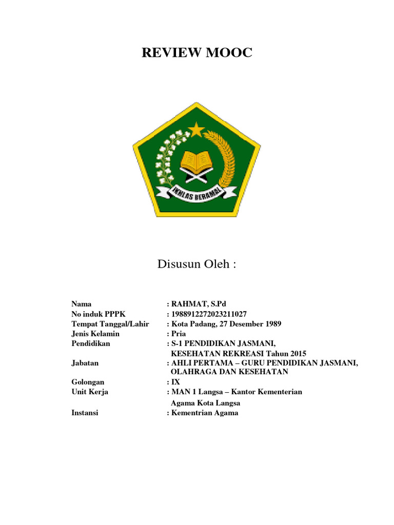 REVIEW RAHMAT, S.PD MOOC PKKK | PDF | Karier & Perkembangan | Politik
