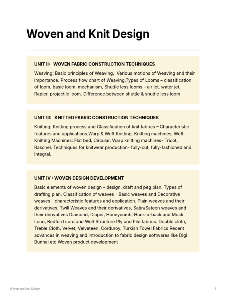 Woven and Knit Fabric Techniques | PDF | Loom | Knitting