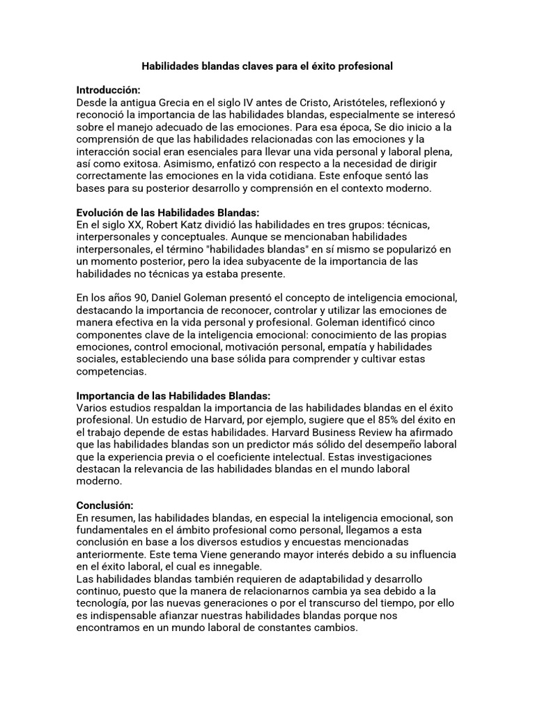 Habilidades Blandas Claves para El Éxito Profesional | PDF ...