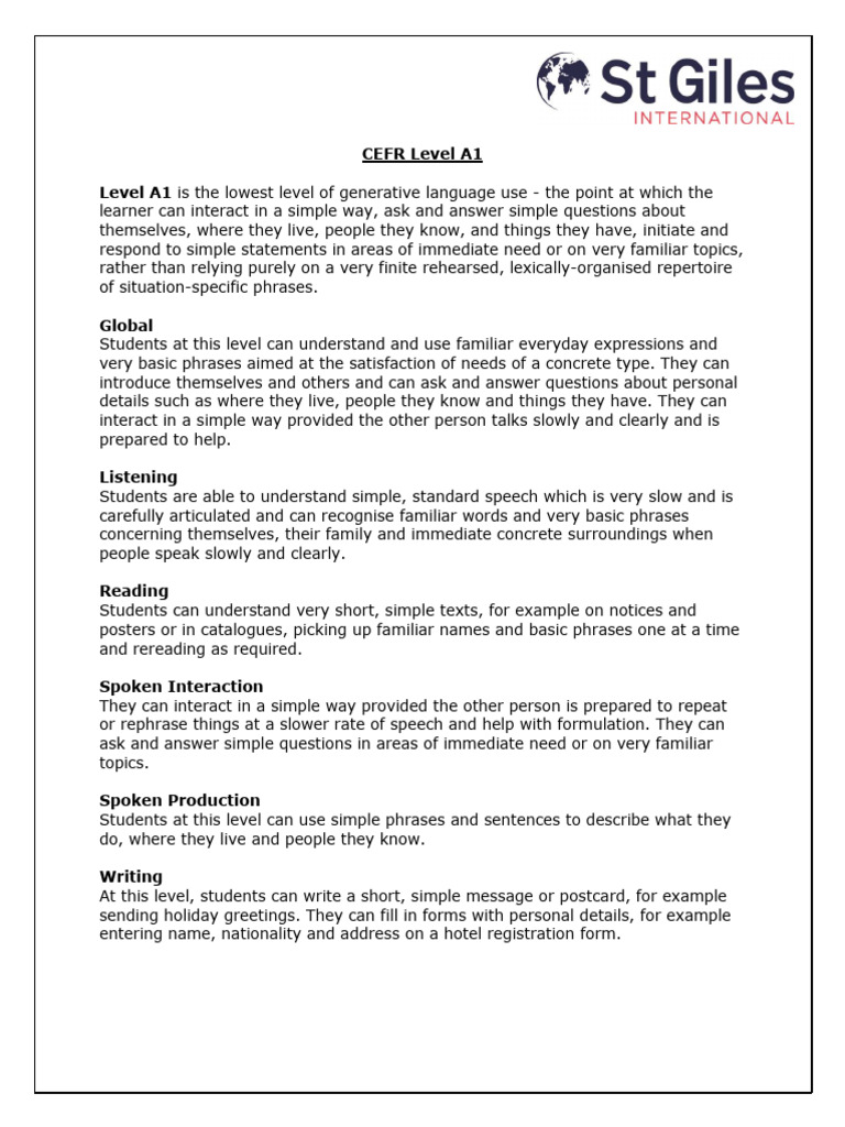 Level A1 - C2 | PDF | Adjective | Adverb