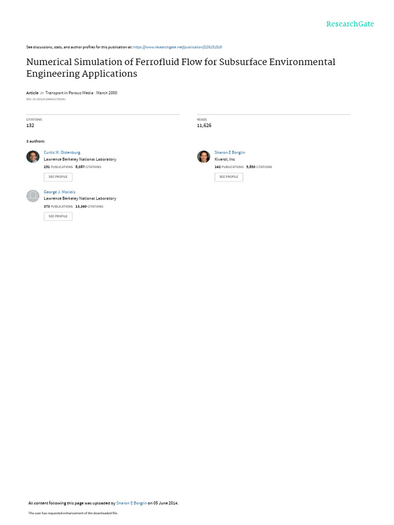 Numerical Simulation of Ferrofluid Flow For Subsur | PDF | Magnetic Field | Magnet